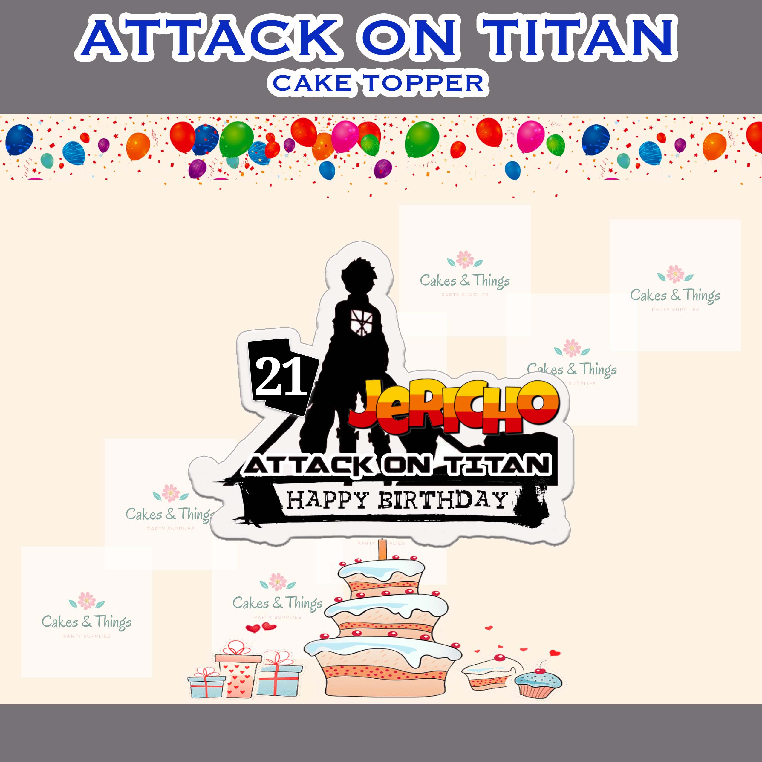 Attack on Titan Cake Topper Cupcake Topper Banner Party Decoration ...