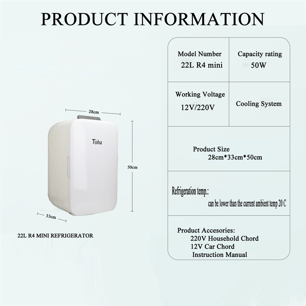 Household and Car Mini Refrigerator 12/220V Toha Mini Fridge ...