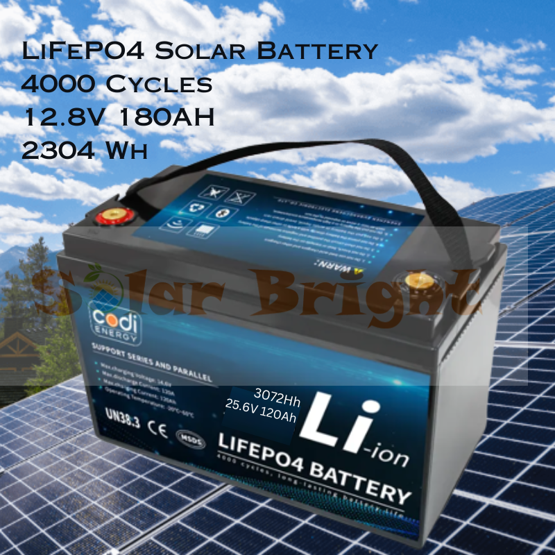 BRANDNEW Solar Battery Lifepo4 12.8V 120AH 12.8V 180AH 25.6V 120AH CODI ...
