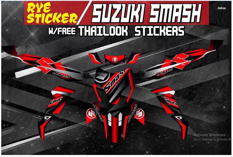 Decals, Sticker, Motorcycle Decals for Suzuki Smash 115,023 SMASH RED ...