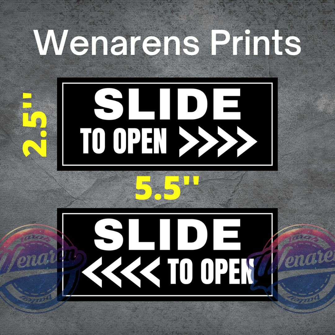 Push Pull Slide to Open Vinyl Waterproof Stickers (1 pair) 2.5 inches x ...