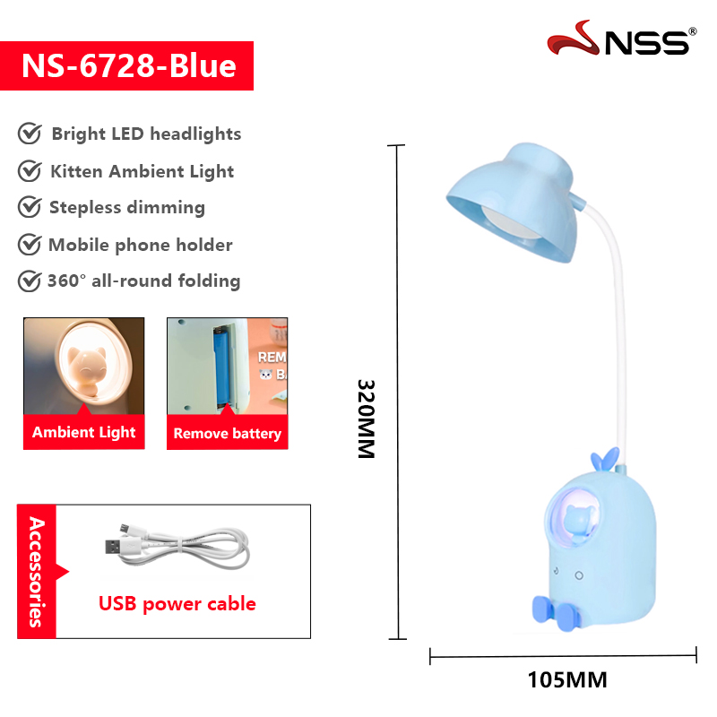 NSS LED Eye protection foldable learning reading lamp 360° twist USB ...