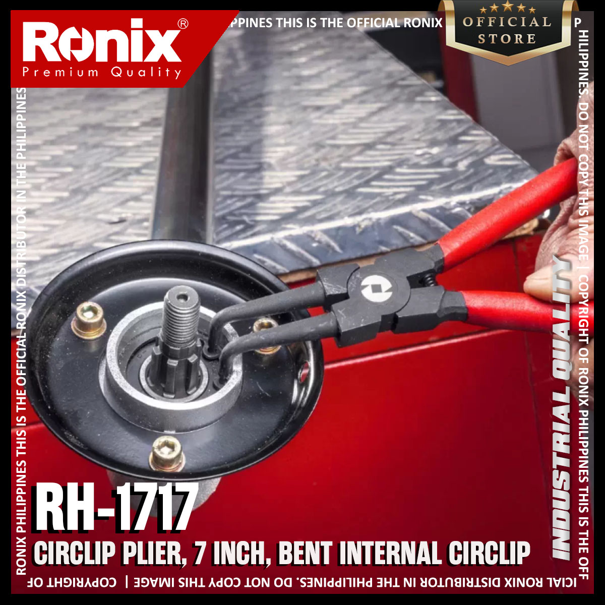Ronix RH-1717 Circlip Plier, 7 Inch, Bent Internal Circlip used for ...