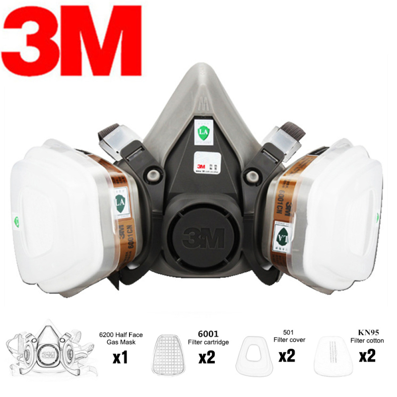 3M 6200 Respirator 7 In 1 Suit Half Face Painting Spraying Gas Safety ...