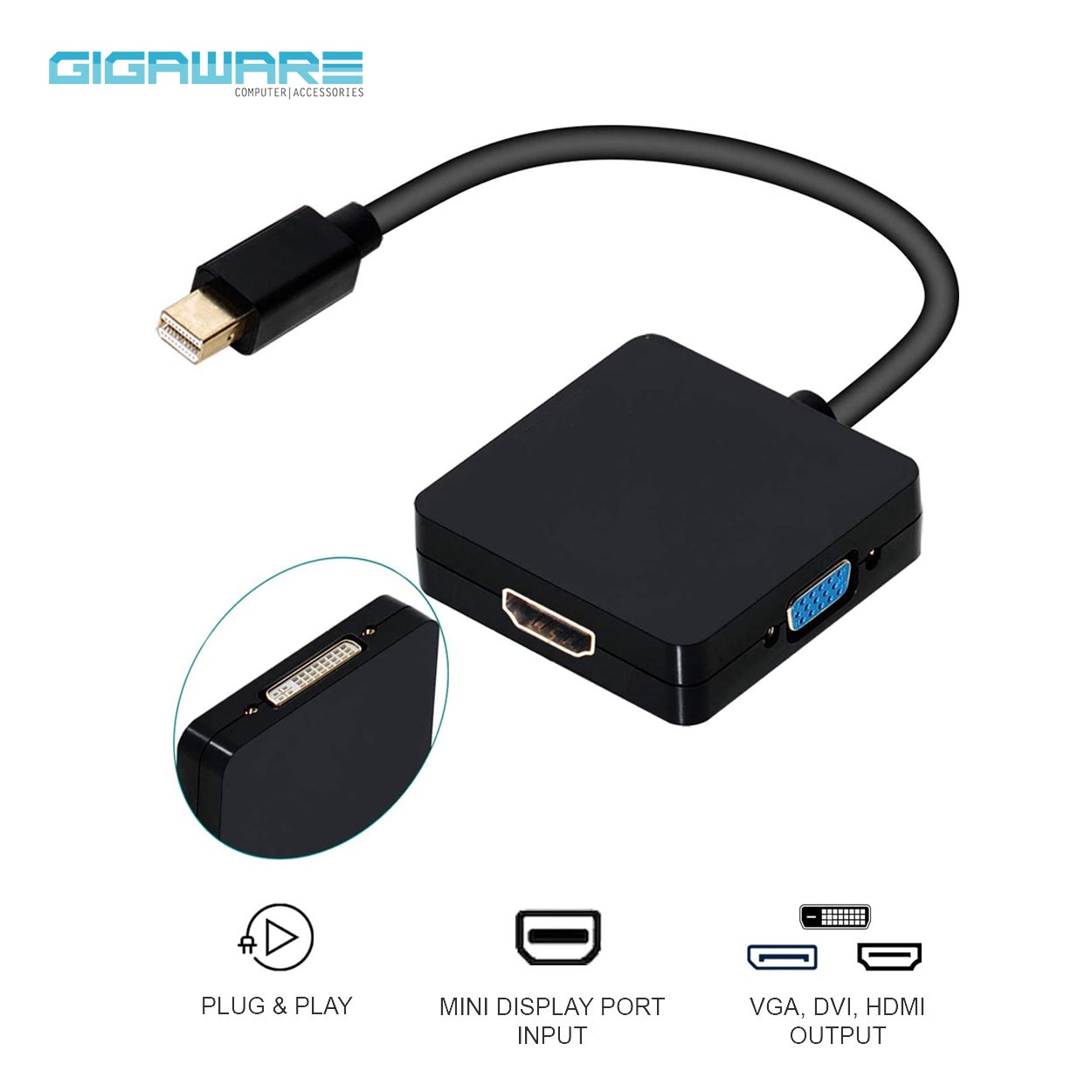 Mini Displayport to HDMI+DVI+VGA | Lazada PH