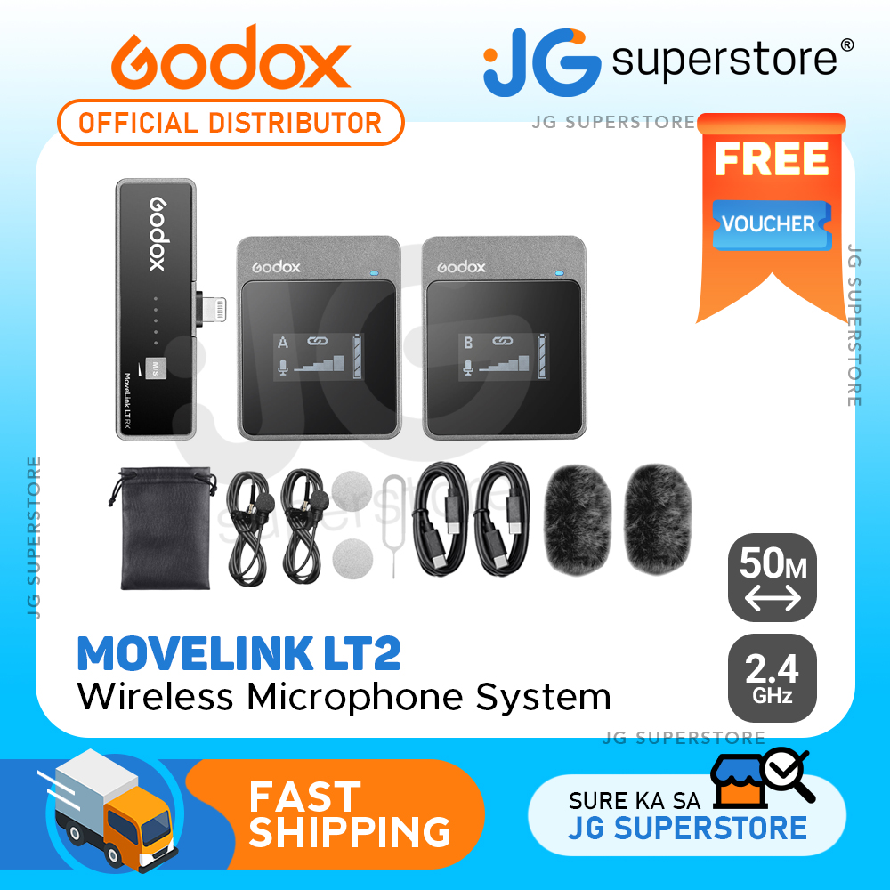 Godox MoveLink LT2 Compact Wireless Microphone System 2.4GHz (TX TX RX ...
