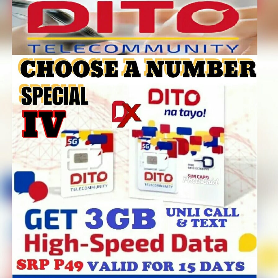 DITO SIM 5G CHOOSE A NUMBER SPECIAL IV. w/ 3GB DATA+CALL&TEXT | Lazada PH