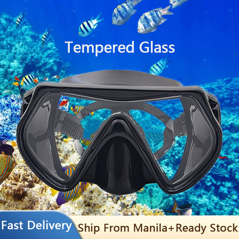 【Spot/COD】 Adult diving tempered glass goggles anti-fog scuba diving ...