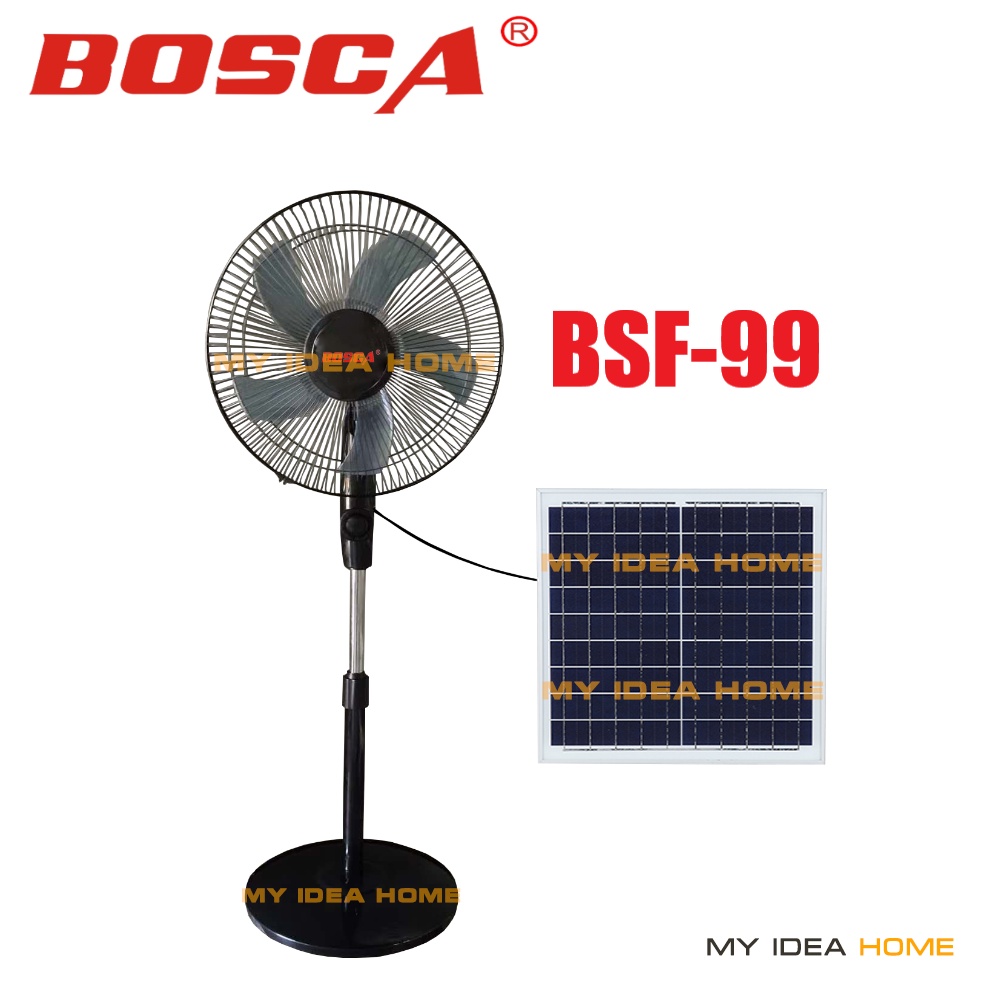BOSCA Solar Stand Fan 16 inches AC/DC Dual Power Reachargeable Solar ...
