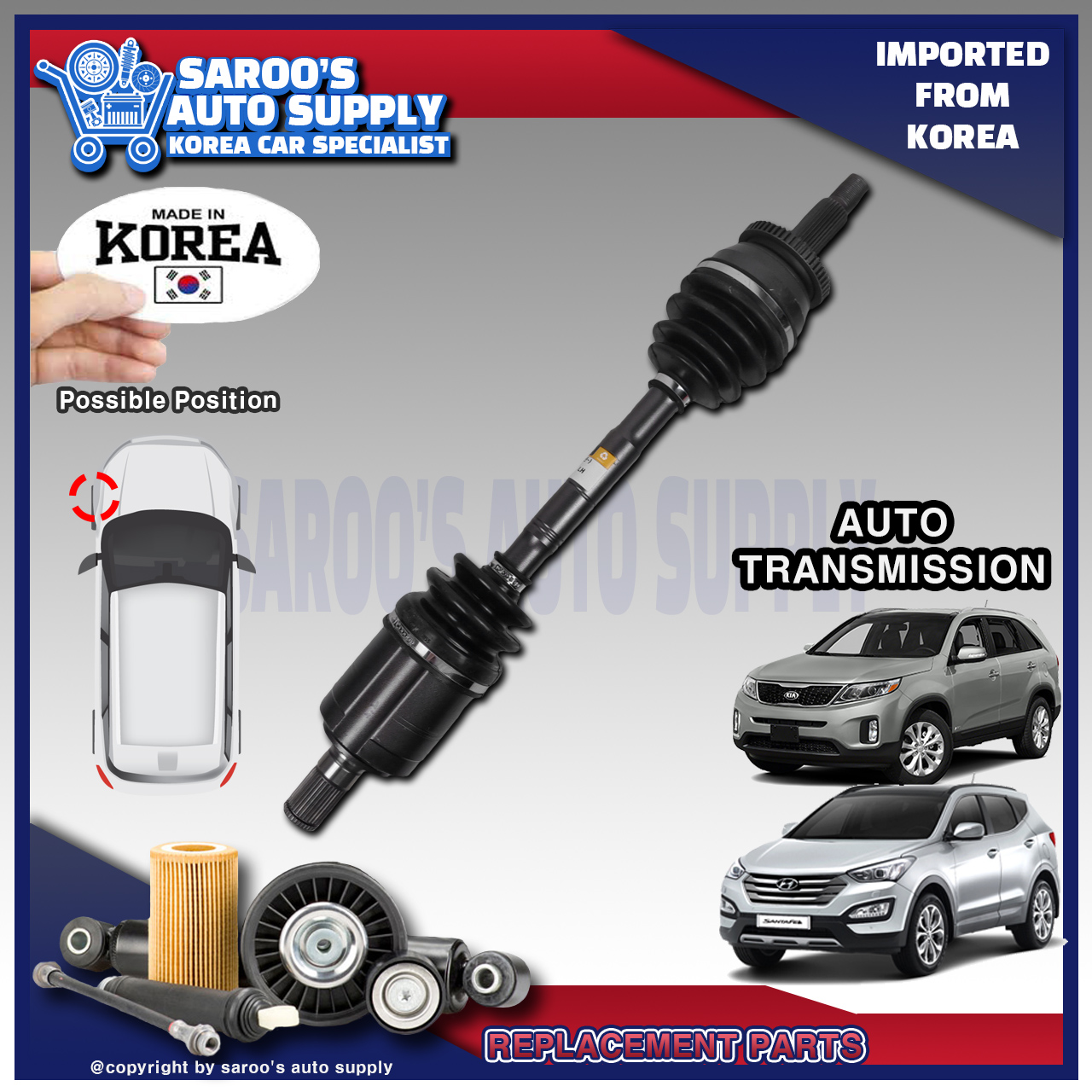 CV Joint / Constant Velocity Joint For Hyundai Santa Fe (13-18 ...