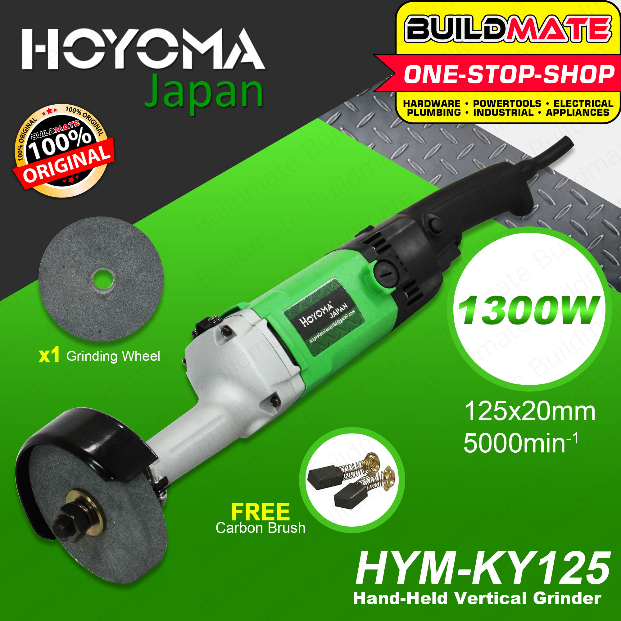 HOYOMA JAPAN Hand-held Vertical Grinder Grinding 1300W + Grinding Wheel ...