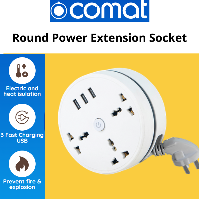 Round Power Extension Socket Comat Anti shock plug power socket Safety ...