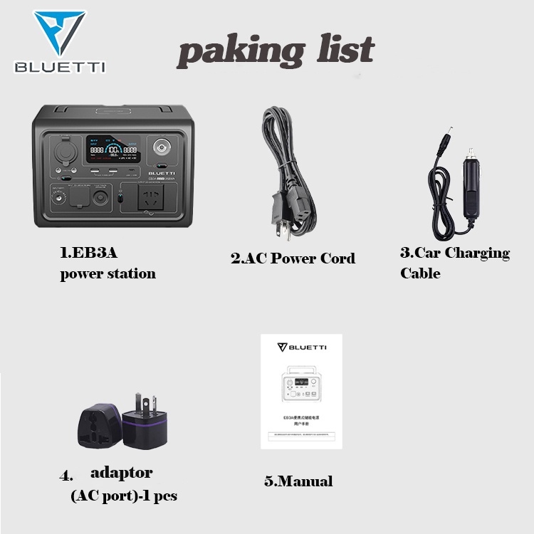 Bluetti EB3A 600W (Inverter power 1200W）84000mAh Power Station Solar ...