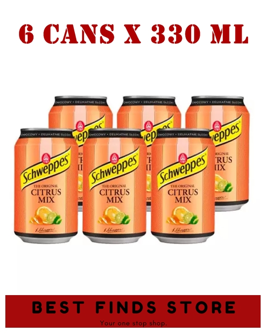 Schweppes The Original Citrus Mix Flavored Soda Water 6 CANS x 330 ML ...