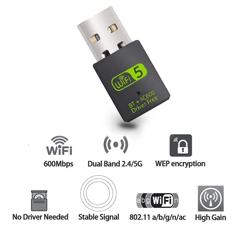 USB Wifi Adapter 2.4G/5GHz Dual Frequency 600Mbps Bluetooth WIFI Combo ...