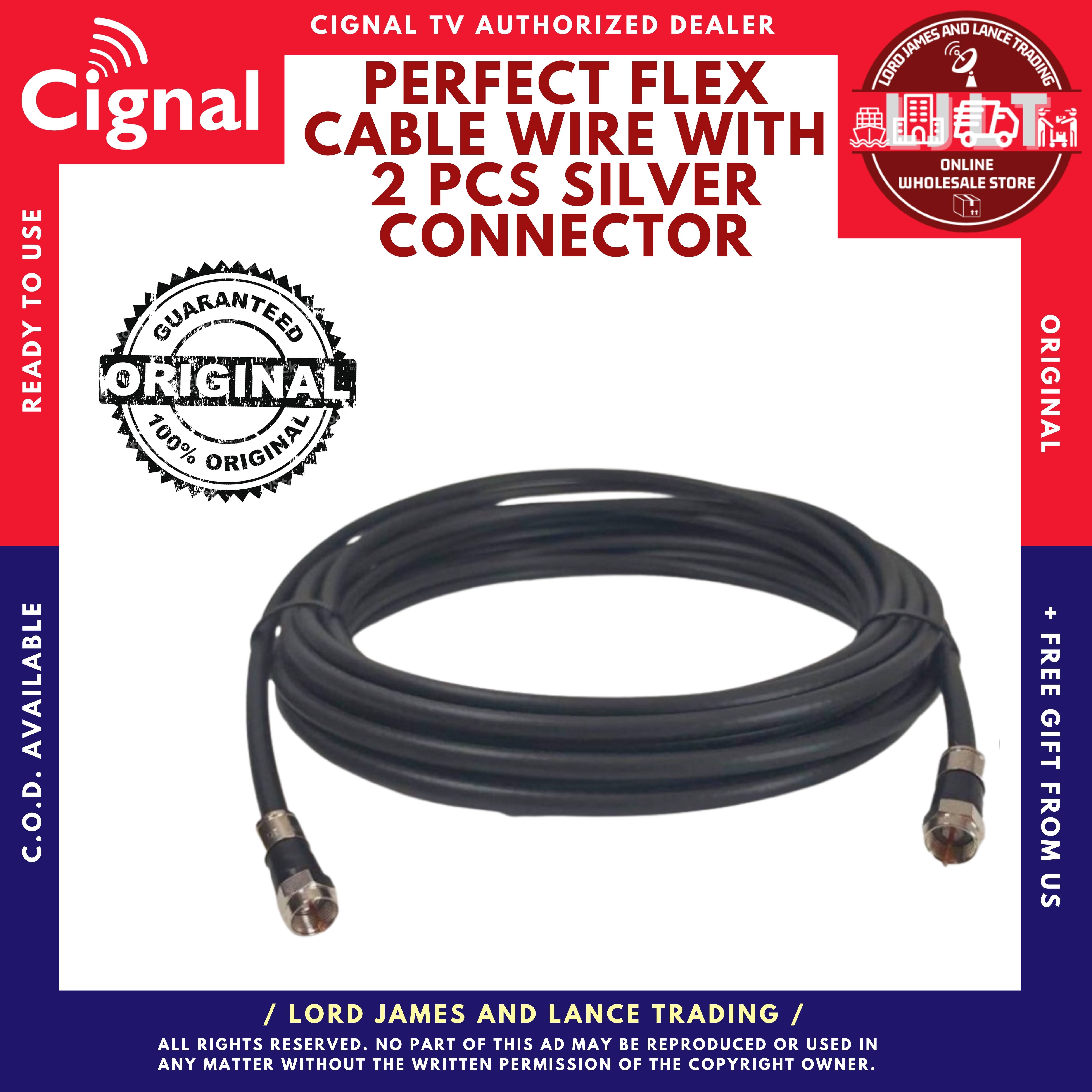 Original Cignal Cable Wire RG6 (10 meters) with 2PCS Silver Connectors ...