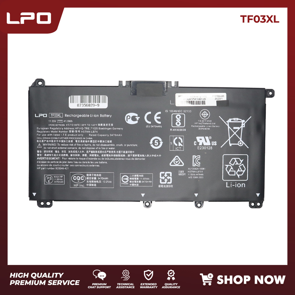 LPO Laptop Battery TF03XL Compatible for HP Pavilion 15-CC 15-CD 15 ...
