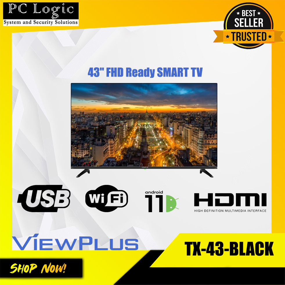 VIEWPLUS TX-43-BLACK 43" FLAT SMART TV | Lazada PH