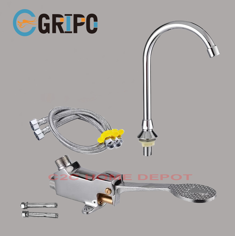 GRIPO High End stainless Full Set Hands-Free Foot Pedal Faucet hospital ...