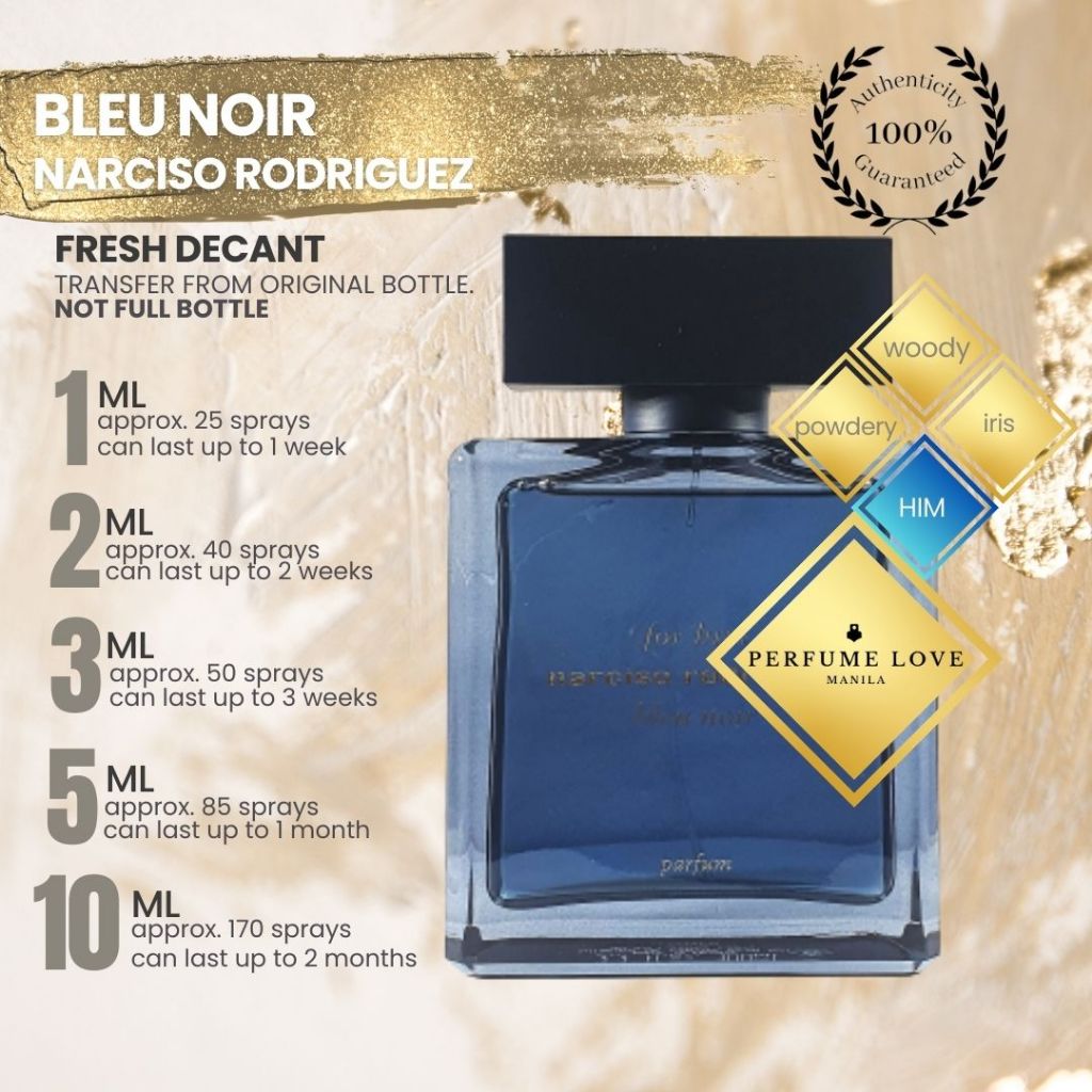 PERFUME DECANT NR Bleu Noir woody, powdery, iris notes | Lazada PH