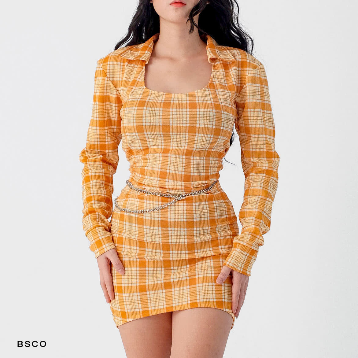 BSCO TZUYU PLAID POLO BODYCON DRESS | Lazada PH