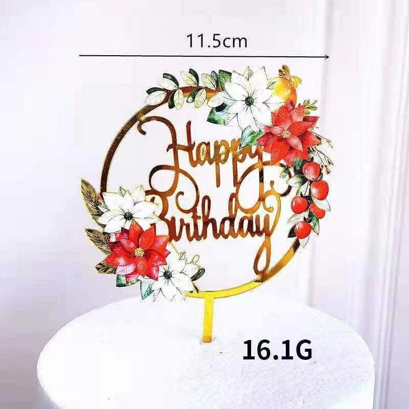 Floral Acrylic Happy Birthday Cake Topper | Lazada PH