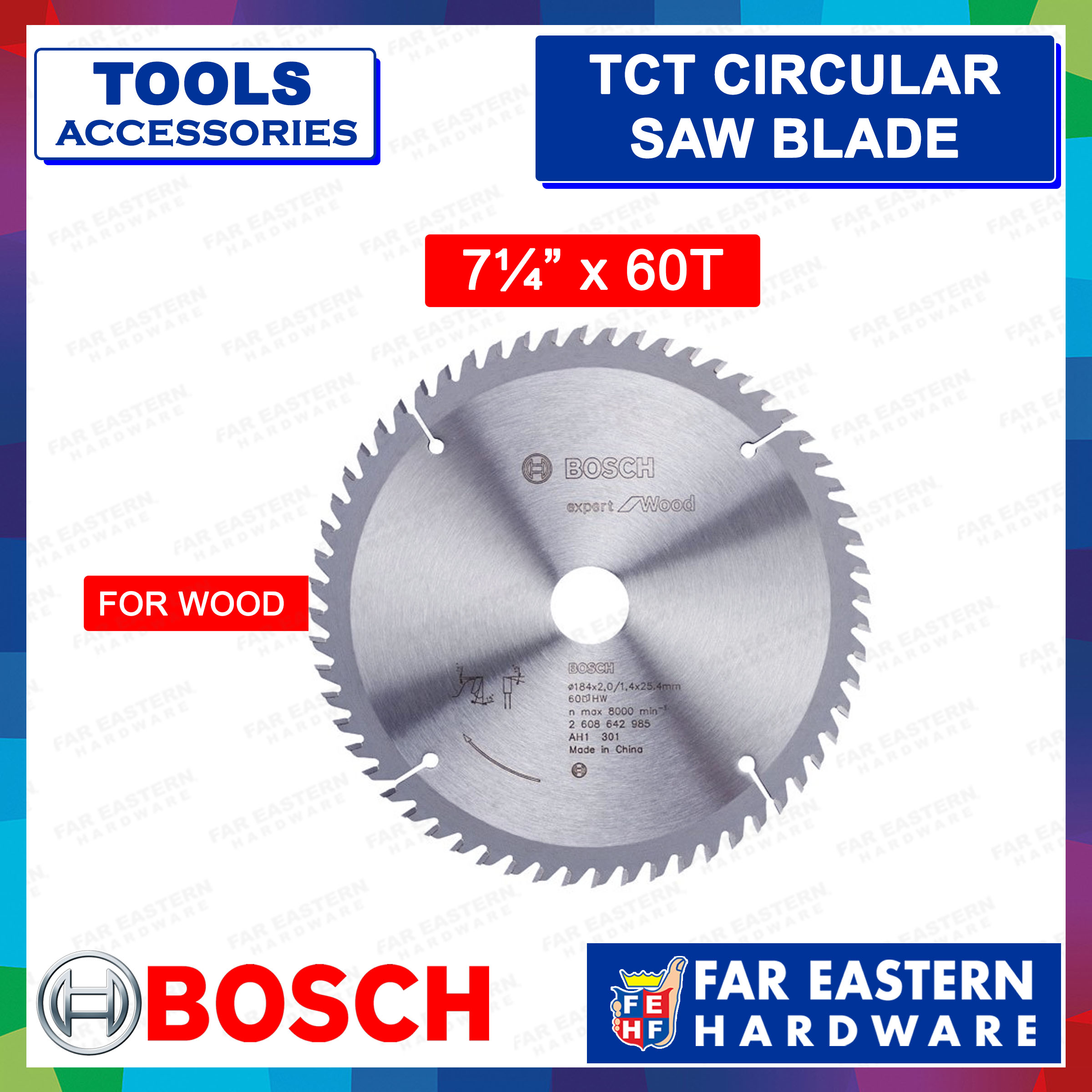 BOSCH TCT Circular Saw Blade 184mm 7-1/4" x 60T Expert for Wood #985 ...