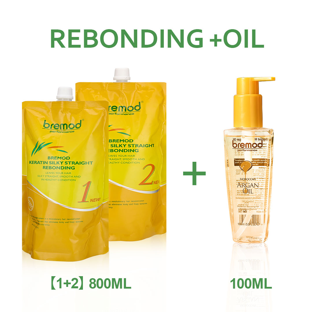 Bremod Hair Keratin Silky Straight Rebonding Set BR-T012 800ml*(1+2 ...