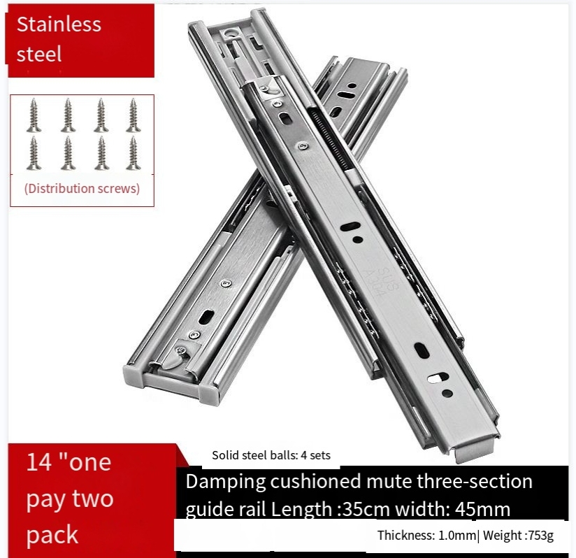 Modern simple slide rail drawer damping three section slide rail drawer ...