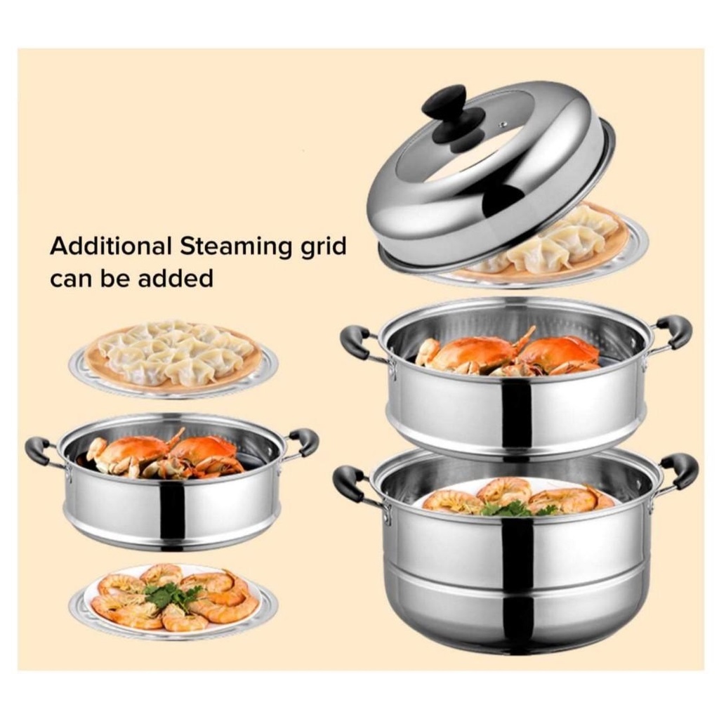 Original Stainless Steel Steamer Cookware Multi-functional 3 Layers ...