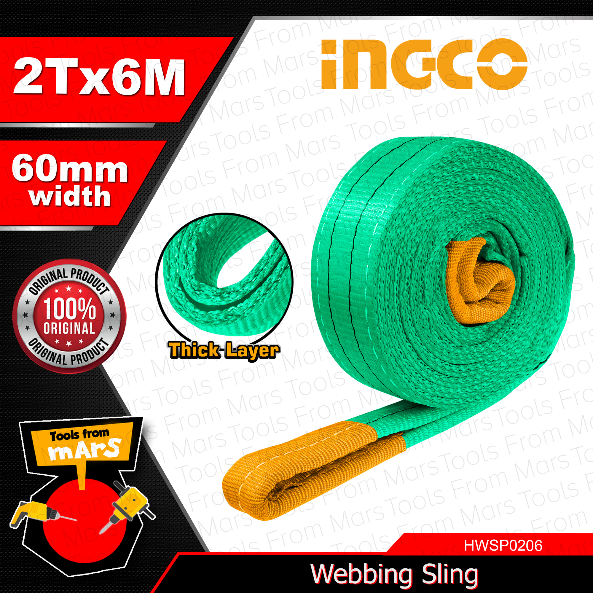 INGCO Webbing Sling Belt 6M 2T | 3T (SOLD PER PIECE) Belt Web Sling with Double Eye Flat ...