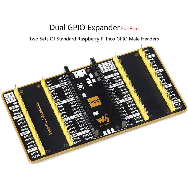 【Ready Stock&COD】Waveshare Dual GPIO Expander for Raspberry Pi Pico, Two Sets of 2X20 Male ...