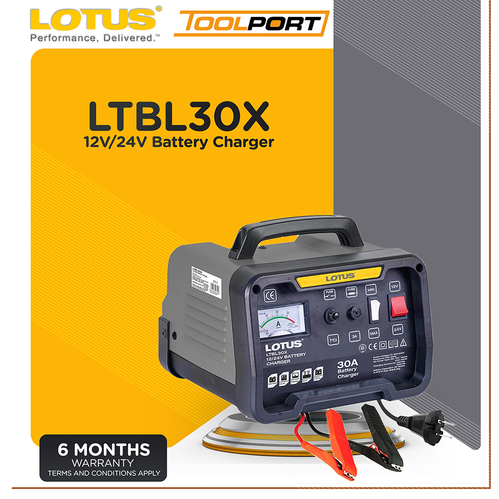 Lotus LTBL30X 12V/24V Battery Charger for Motorcycles, Vans, Passenger ...