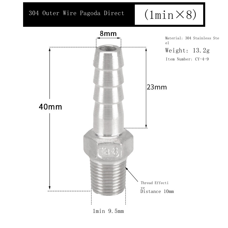 Stainless Steel Hose Barb 304 Stainless Steel Wire Pagoda Head 1 2 3 ...