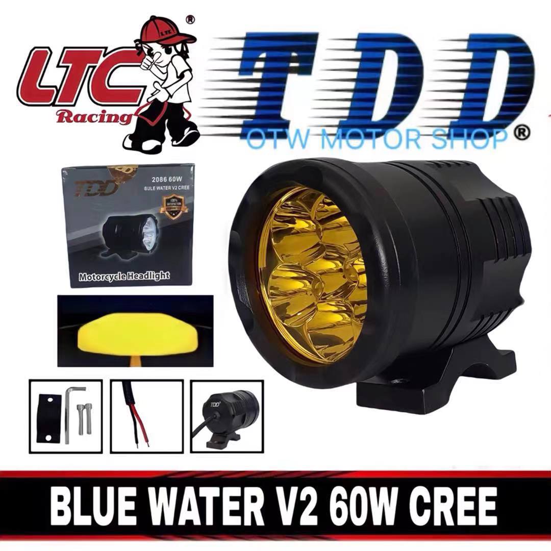 Original TDD Motorcycle Led Headlight 60W BLUE WATER V2 CREE (YELLOW ...