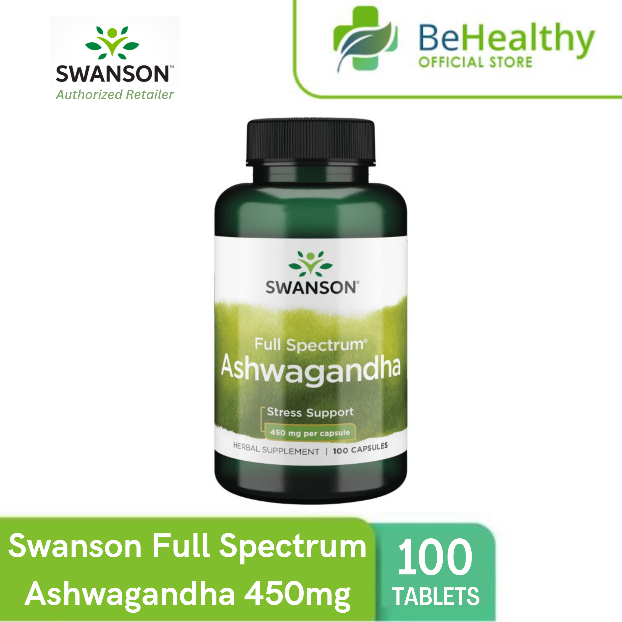 Swanson Full Spectrum Ashwagandha 450 MG 100 Caps Stress Support ...