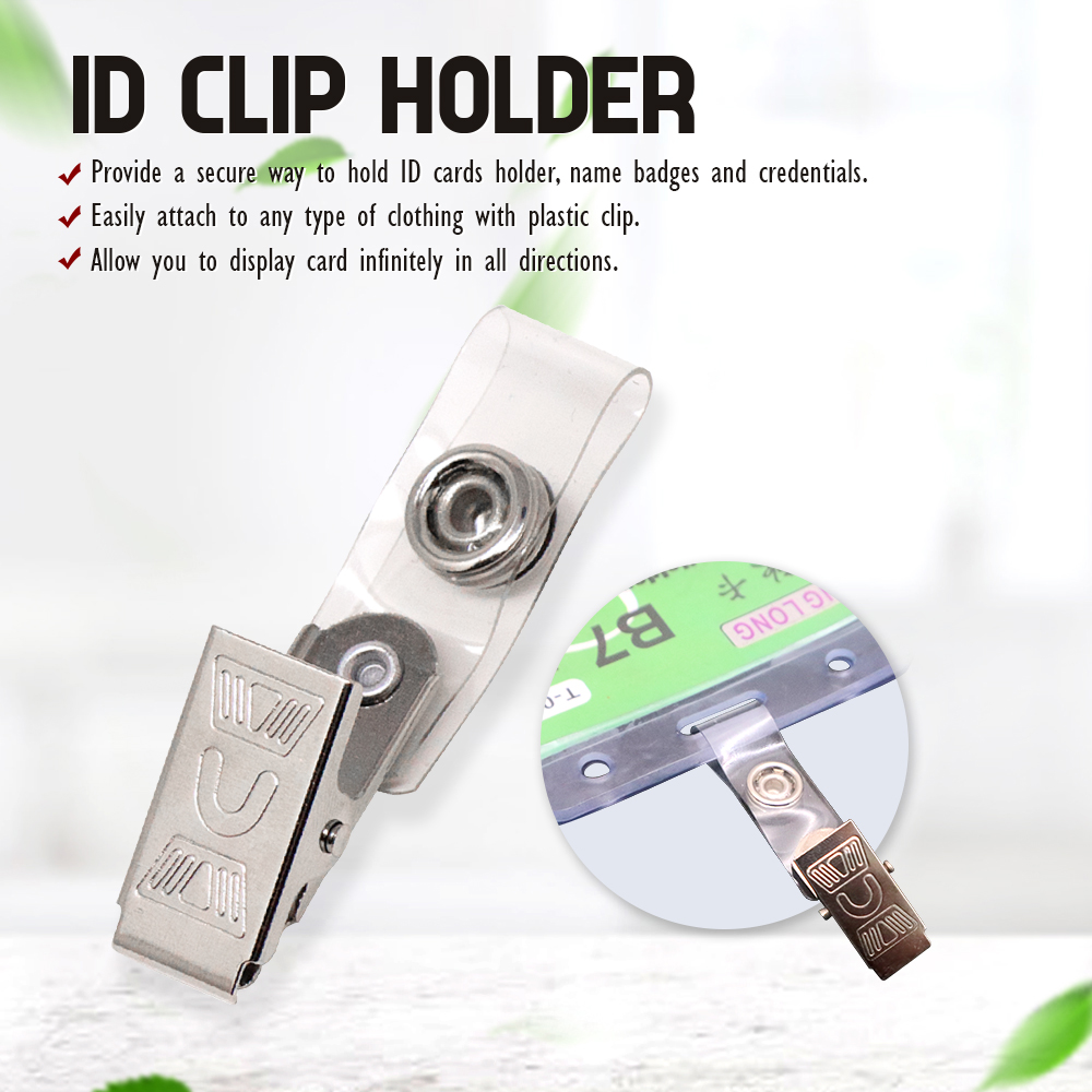 Risefully - 100pcs ID Clip Holder Plastic / Metal Clip for ID Cards ...