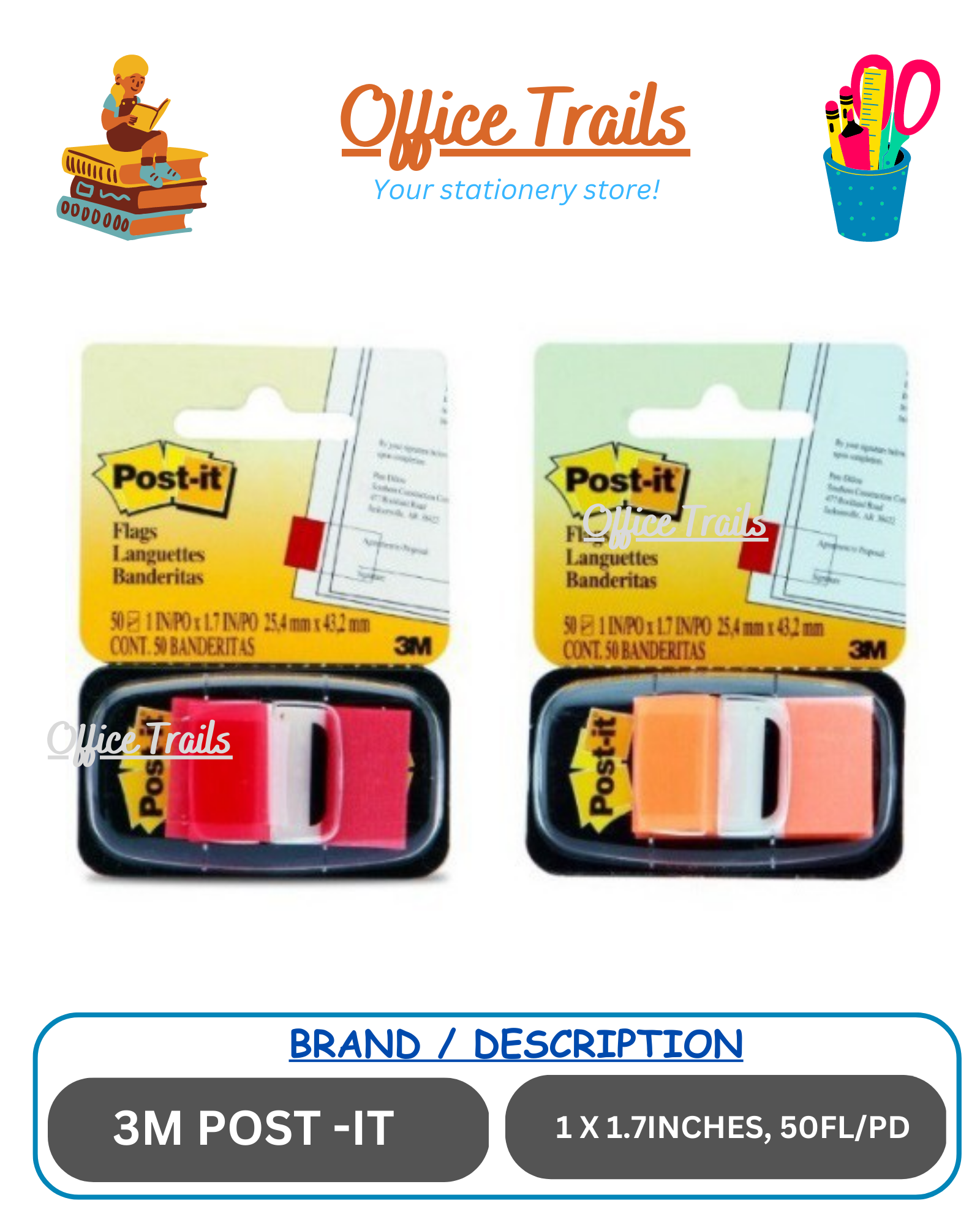 3M Post-It Flags, 1X1.7IN, 50FL/PD 1PACK | Lazada PH