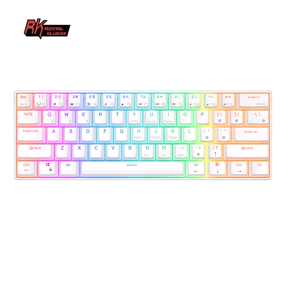 ROYAL KLUDGE RK61 Bluetooth Wireless Mechanical Keyboard 60% RGB Three ...