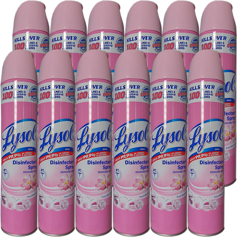 Set of 12 Lysol Disinfectant Spray Fresh Blossom Scent 510 grams (12 ...