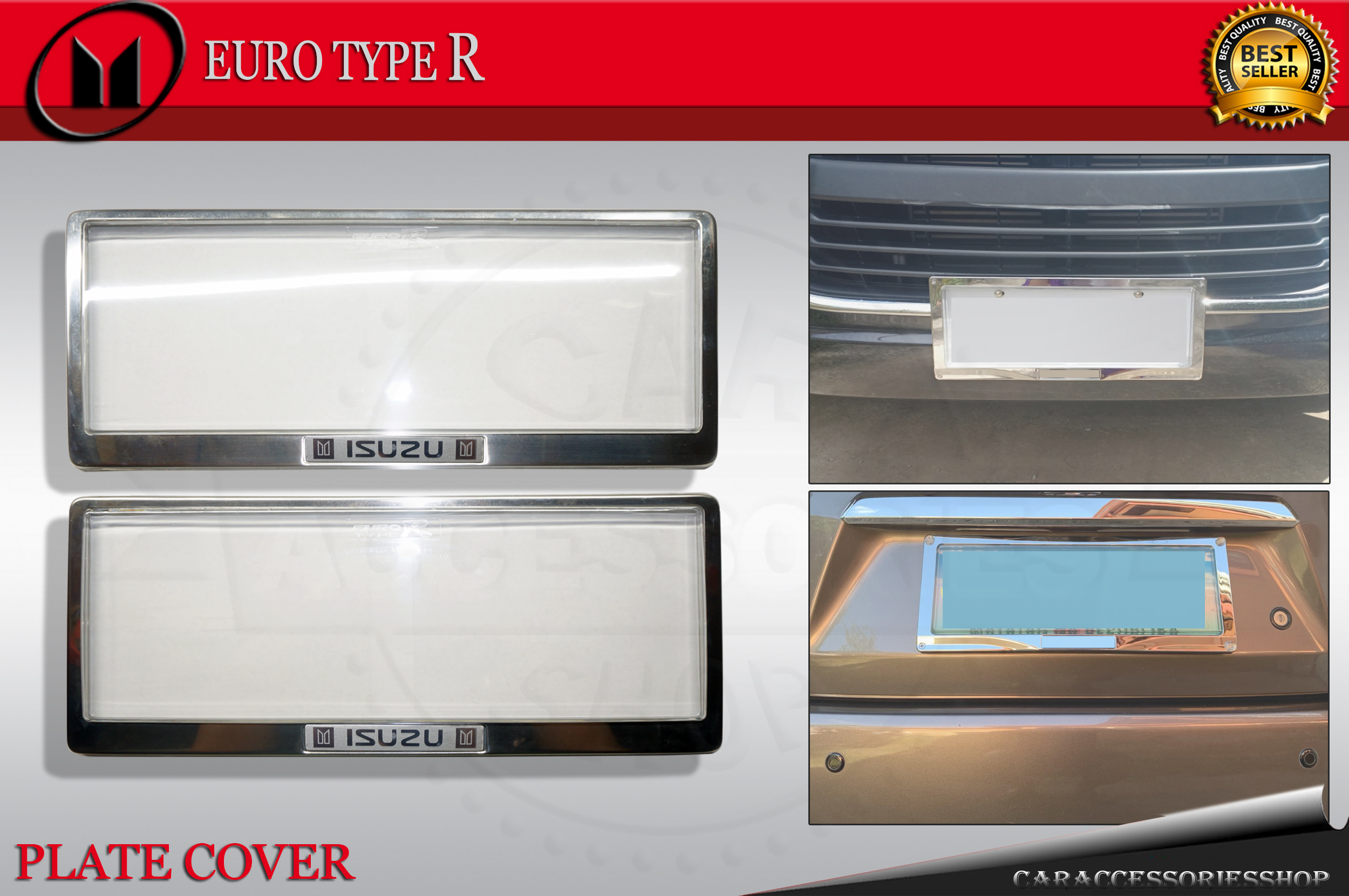 EURO TYPE R PLATE COVER 2 PCS STAINLESS STEEL LICENSE PLATE COVER ...