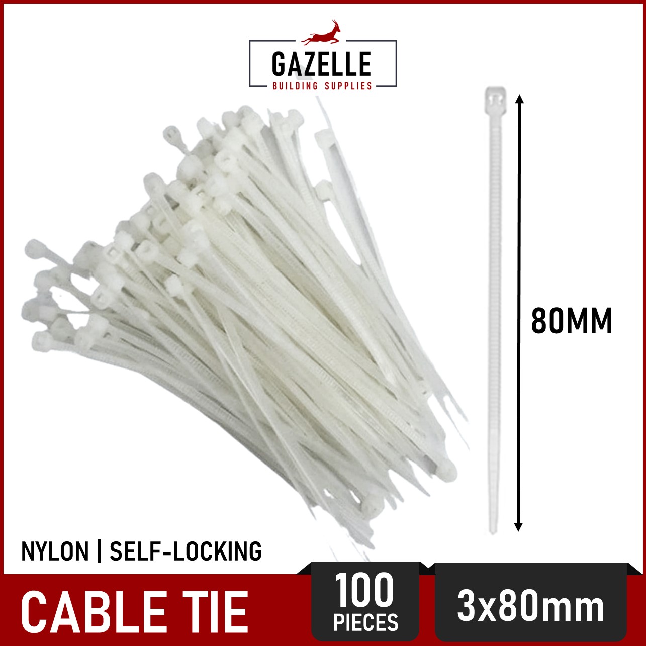 Nylon Self-Locking Cable Tie 100pcs Per Pack 3x80mm | Lazada PH