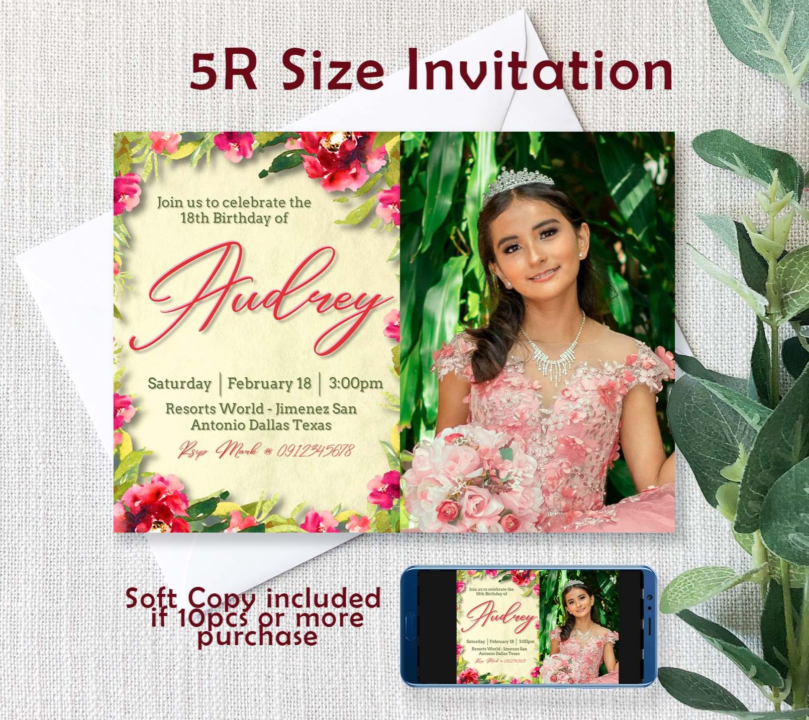 Debut 18th Birthday Invitation Card - Pink Roses Girl Floral Flowers ...