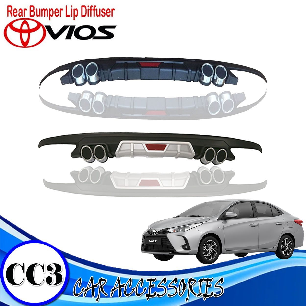Toyota Vios 2019 4th Gen Rear Bumper Lip Diffuser | Lazada PH