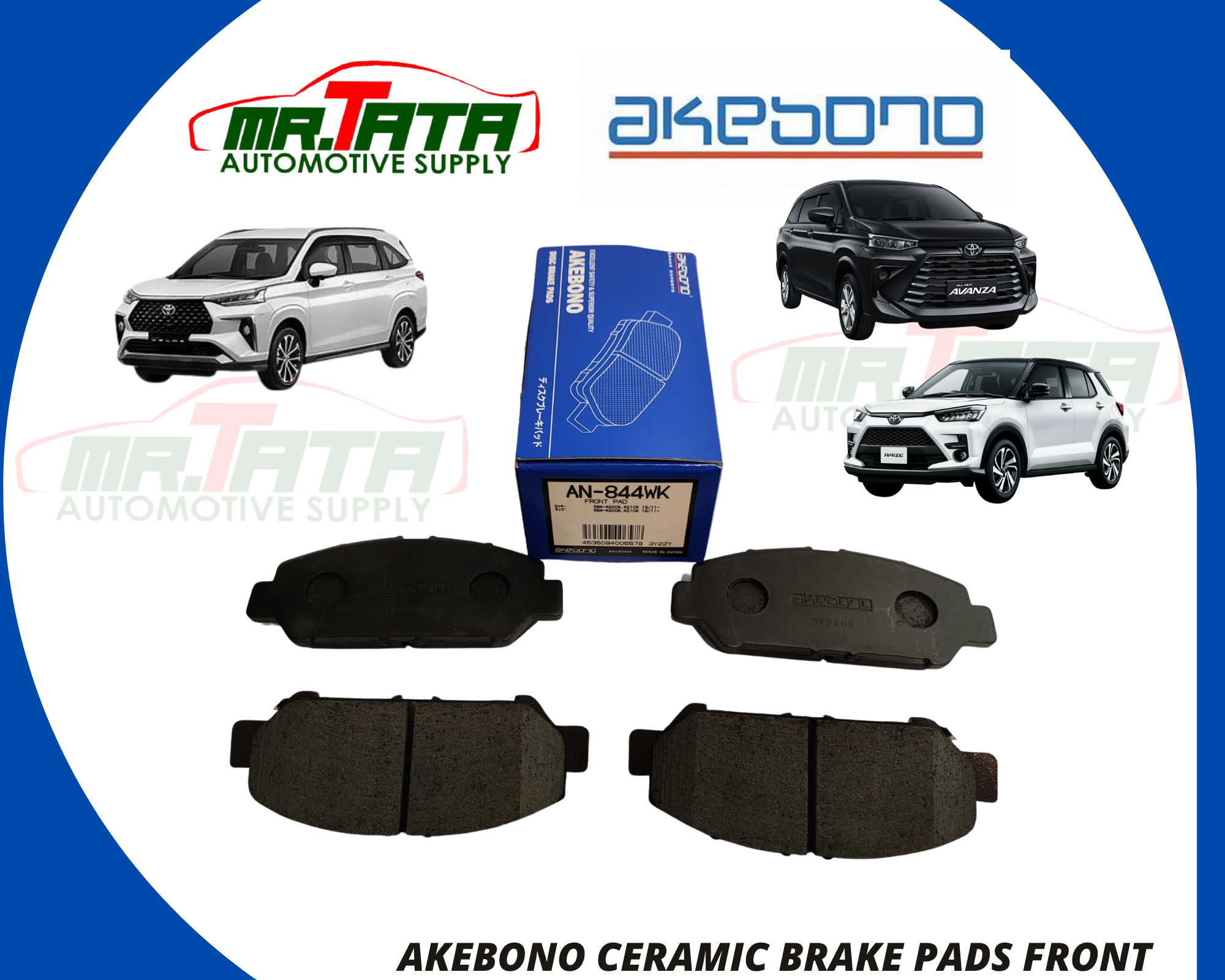 Akebono Brake Pads FRONT for Toyota Avanza ,Toyota Veloz 2022 to 2024 ...