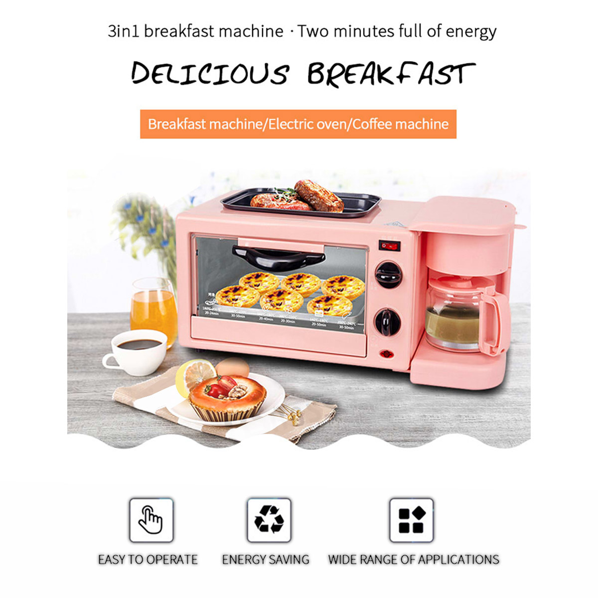 3 in 1 Household Breakfast machine mini bread toaster baking oven ...
