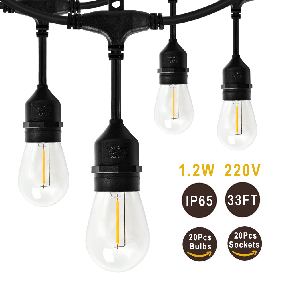 14meters Outdoor Waterproof String Lights S14 LED Garden Party Lights ...