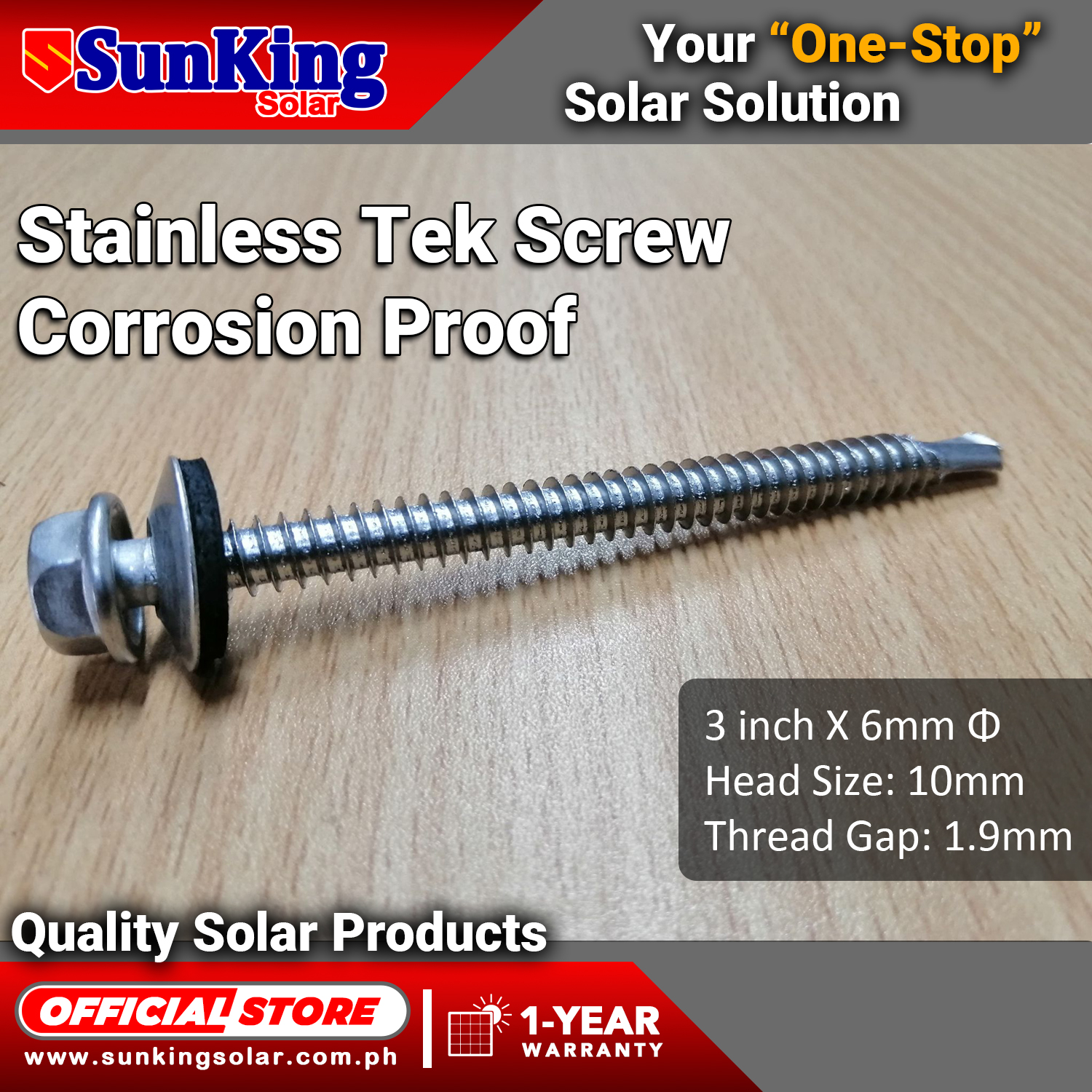 ( 10 Pcs ) 3 inch Stainless Tek Screw SunkingSolar | Lazada PH
