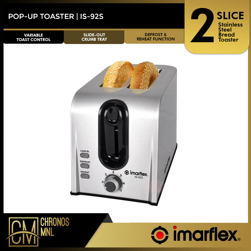 Chronos | Imarflex 2-Slice Pop-up Bread Toaster Stainless Steel IS-92S ...