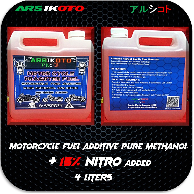 MOTORCYCLE FUEL ADDITIVE PURE METHANOL AND 15% NITRO METHANE ADDED 4 ...